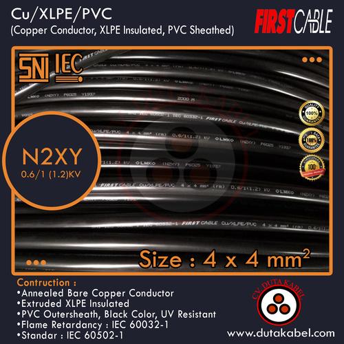 Jual Kabel N2XY 4x4 mm2 (Cu/XLPE/PVC) FIRST CABLE /4x4 mm/4 x 4 mm2 ...