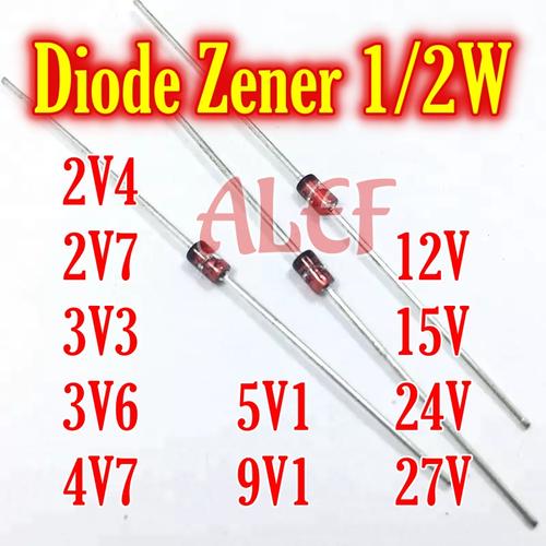 Jual dioda zener 2.4v 3.3v 3.6v 4.7v 5.1v 9.1v 12v 15v 24v 27v diode 0.5W - 2.4V (2V4) - Kota ...