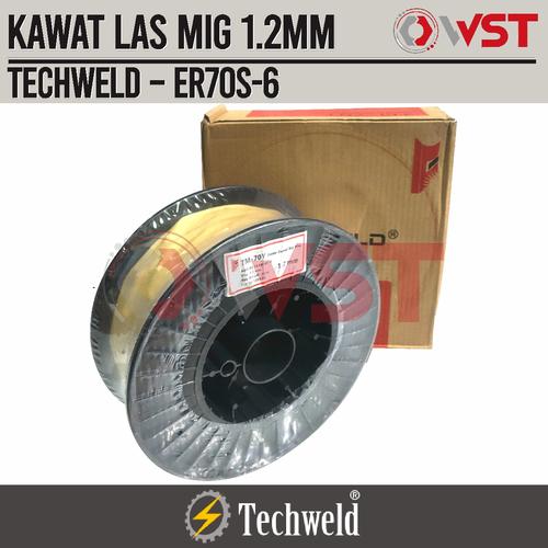 Jual Techweld Kawat Las MIG 1MM 1.2MM ER70S-6 15KG / Copper Coated MIG ...