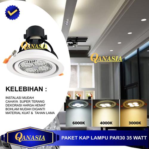 Jual Kap Lampu Downlight Spotlight LED 35W Sorot Plafon 35 Watt Fitting E27 - Kota Tangerang ...