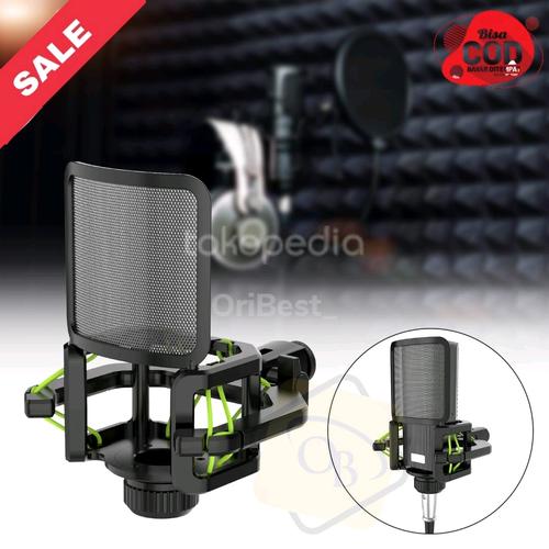 Jual Shock mount pop filter U profesional mic holder condensor ...