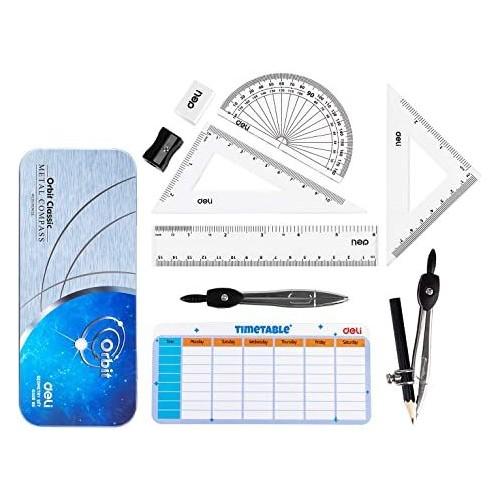 Jual JANGKA + MISTAR SEGITIGA BUSUR DELI G30695 SET 9 IN 1 GEOMETRY ...