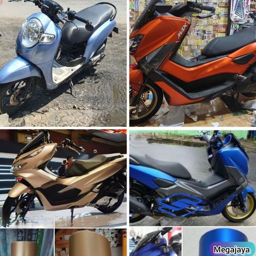 Jual Stiker Motor Wrapping Satin Daya Rekat Kuat L50CmxP50Cm - Hitam ...