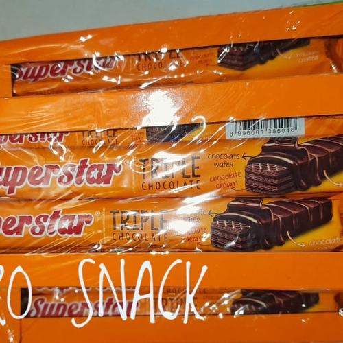 Jual wafer superstar triple chocolate box kemasan sachet isi 12 pcs ...