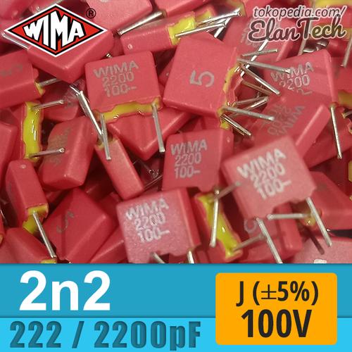 Jual Wima 2n2 / 2.2nF / 222 / 2200pF J 100V Capacitor Kapasitor ...