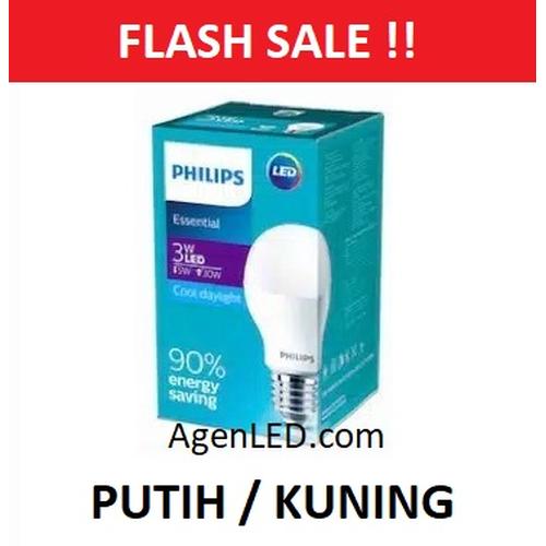 Promo PHILIPS Lampu LED 3W Bohlam 3 w watt Bulb PUTIH / KUNING ...