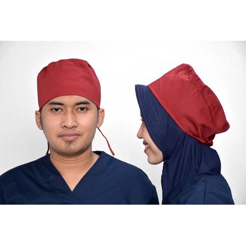 Jual Head Cap Topi Operasi Bedah Medis Perawat Dokter - Maroon - Kab ...