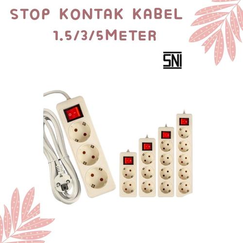 Jual STOP KONTAK + KABEL 3 LUBANG 1.5 METER 3M COLOKAN LISTRIK ...