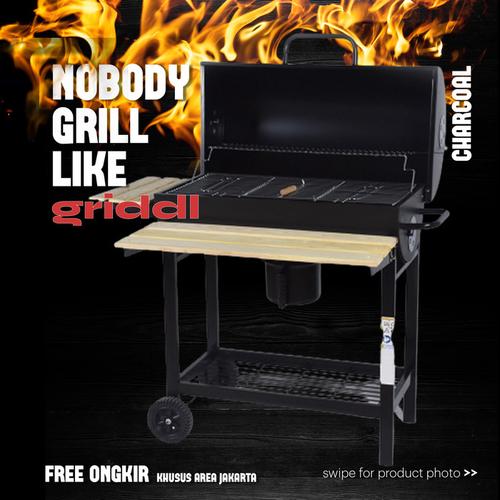 Jual Griddl Big Barrel Grill with Wood and Trolley BBQ party - Jakarta ...