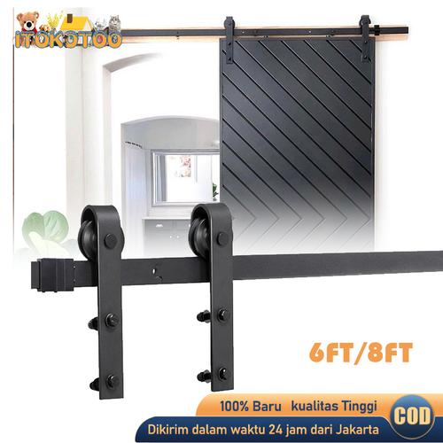Jual 6FT/8FT Rel Pintu Geser Industrial Barn Door Sliding Rel Pintu ...