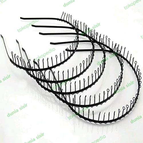 Jual bando kawat sisir hitam / bando sirkam ulir besi / bando unisex ...