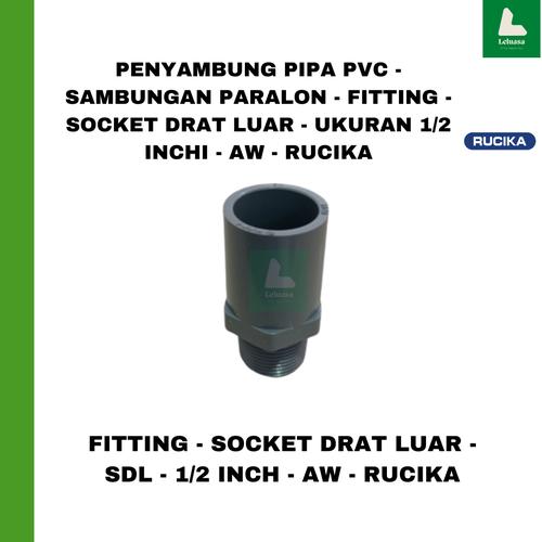 Jual PENYAMBUNG PIPA PVC PARALON FITTING SOCKET DRAT LUAR UKURAN 1/2 ...