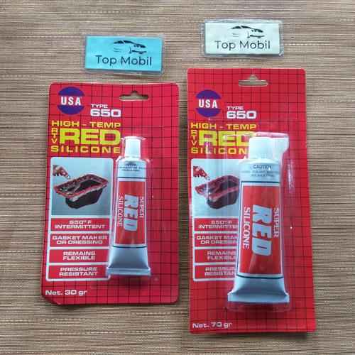 Jual Lem Silicone Red High Temperatur RTV type 650 USA 30 gr 70 gr ...