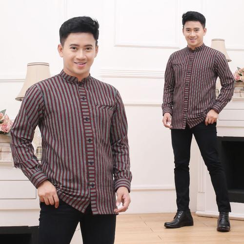 Jual Kemeja Lurik Baju Sorjan tradisional Jawa ORI Tenun ATBM - coklat ...