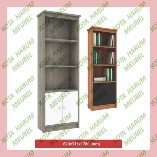 Jual lemari arsip kayu rak arsip dokumen 2 pintu 60 cm abu putih coklat ...