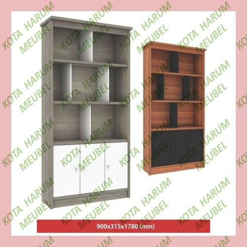 Jual rak buku tinggi terbuka lemari buku terbuka 3 pintu 90 cm putih ...