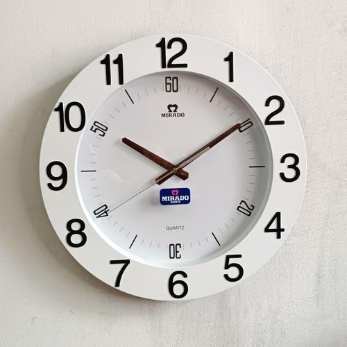 Jual JAM DINDING MIRADO 8540 BULAT PUTIH RING PUTIH ANGKA TIMBUL 40 CM ...