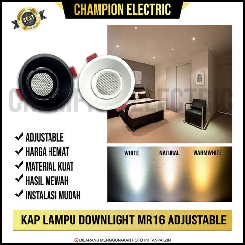 Jual kap lampu downlight mr16 sorot spotlight adjustable honeycomb - Putih, 7W Warm White ...