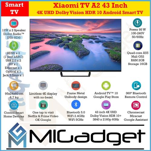 Promo LED TV Xiaomi Mi TV A2 43 Inch 4K Digital Dolby HDR Smart Android ...