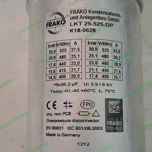 Jual Capasitor / Kapasitor FRAKO LKT 25-525 DP - Kota Bandung - Xiamen ...