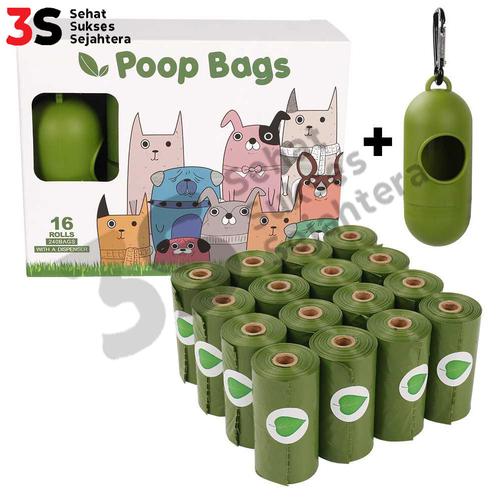 Promo JFactory Plastik Kotoran Anjing Poop Bags 16 PCS with Dispenser ...