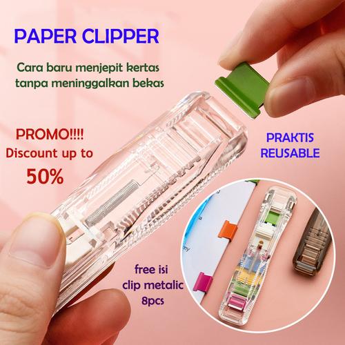 Jual Paper Clipper Portable Penjepit Kertas Dokumen Pengganti stapler ...