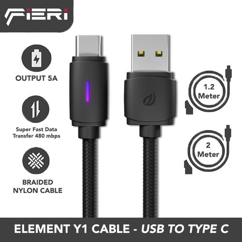 Promo Kabel Charger Type C to USB Fieri Element Y1 5A 1m 2m Fast ...