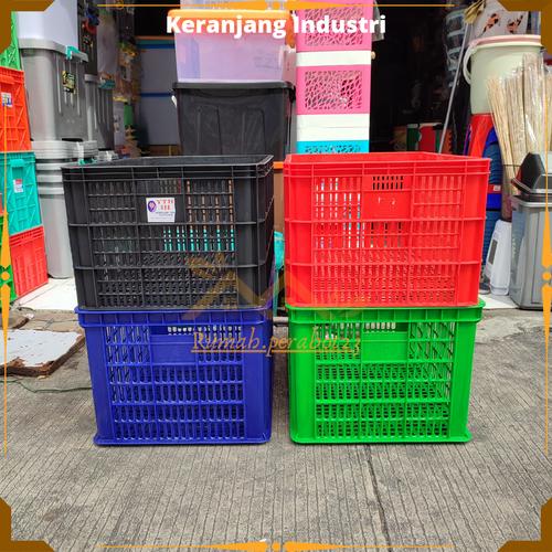Jual Container Keranjang Krat Industri Serbaguna Berlubang - Biru ...