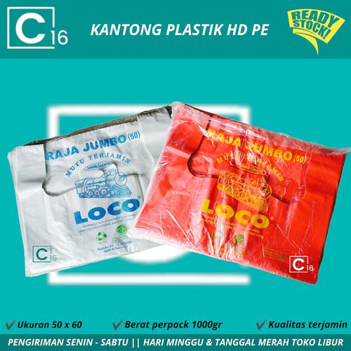 Jual Kantong Plastik Kresek LOCO HD PE Merah Putih Tebal UK 50 / Raja ...