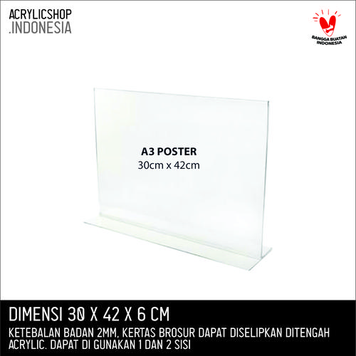 Jual Akrilik Tempat Brosur A3/Acrylic Tent Card Holder Lanscape A3 Type ...