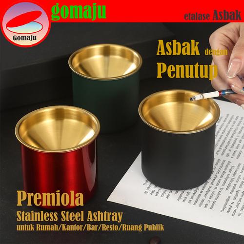 Jual [A4] Asbak Stainless Steel dgn Tutup Premium Ashtray Rumah/Kantor ...