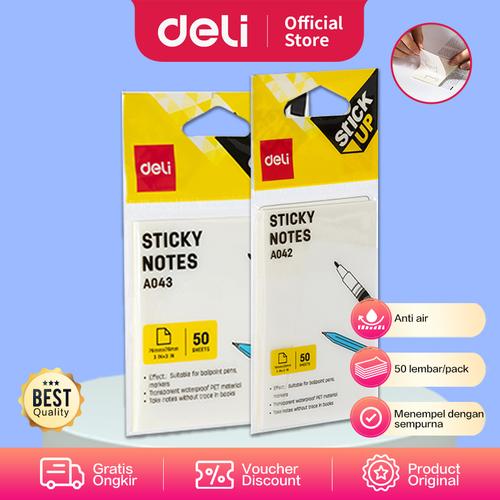Jual Deli Transparent Sticky Notes Memo Transparan 50Lembar Tahan Air ...