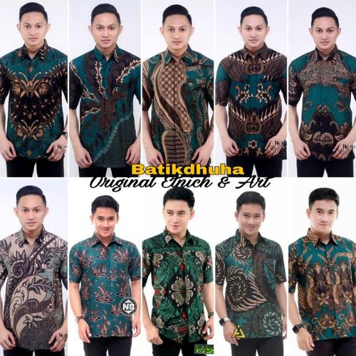Jual ATASAN HEM BATIK PRIA LENGAN PENDEK WARNA HIJAU IJO TOSKA BOTOL ...