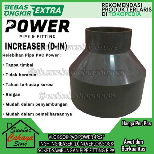 Jual VLOK SOK PVC POWER 4”x2” INCH INCREASER (D-IN) VERLOP SAMBUNGAN ...