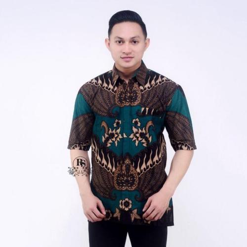 Jual ATASAN HEM BATIK PRIA LENGAN PENDEK WARNA HIJAU IJO TOSKA BOTOL ...