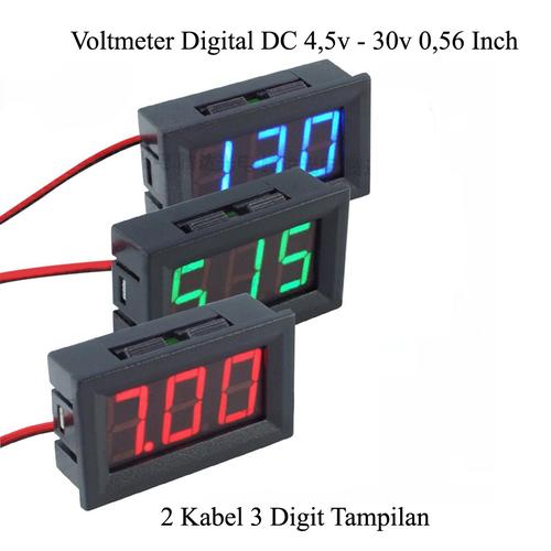 Jual Voltmeter Digital Led Dc 4.5v - 30v 2 kabel 0.56 inch - Hijau ...