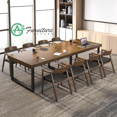 Jual Meja Meeting Minimalis Kayu Jati Kaki Besi Dengan 8 Kursi - Kab ...
