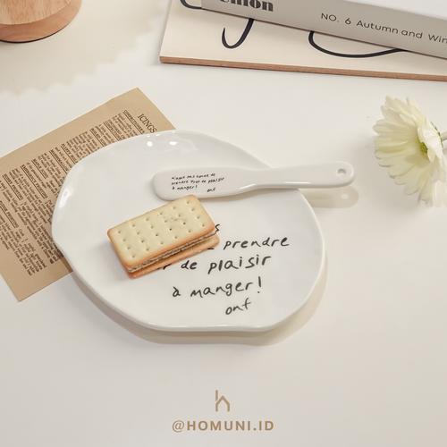 Jual Nayez Aesthetic Irregular Plate Knife Ceramic Butter/Piring ...