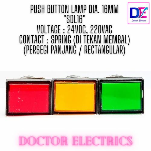 Jual PUSH BUTTON LAMP LED SDL16 24VDC 220VAC DIA. 16MM RECTANGULAR ...
