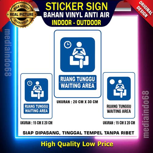 Jual STICKER SIGN-RAMBU BAHAN VINYL ANTI AIR (WAITING ROOM-RUANG TUNGGU) - Biru, 15 CM x 20 CM ...