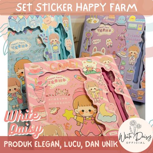 Jual set sticker happyfarm premium gift set hadiah anak bonus pinset ...
