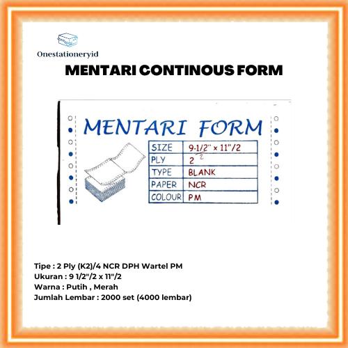 Jual Kertas Continuous/Continous Form 2 Ply Bagi 4 2Rangkap K2/4 Wartel ...