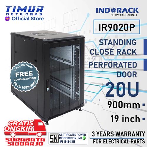 Promo CLOSE RACK INDORACK 20U 900MM IR9020P 19" - RAK SERVER PERFORATED ...
