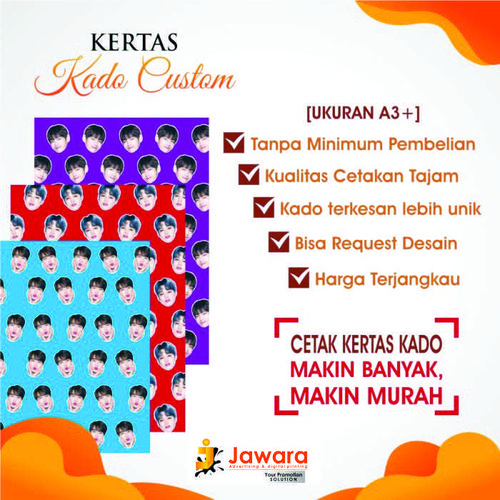 Jual CETAK KERTAS KADO CUSTOM MURAH UKURAN A3+, FREE DESIGN - AP ...