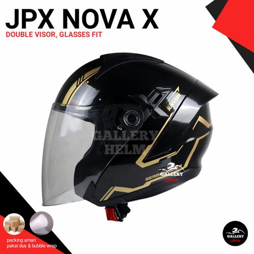 Promo HELM JPX NOVA X SEMI MOTIF BLACK GLOSSY | HELM JPX HALF FACE ...