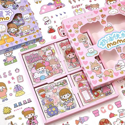 Jual Sticker Set Kartun Korea Gadis Momo Scrapbook DIY Anti Air 100 ...