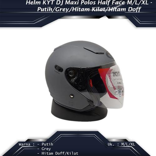 Jual Helm KYT DJ Maxi Polos Half Face M/L/XL - Putih/Grey/Hitam Kilat ...