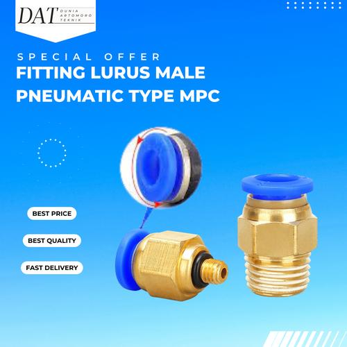Jual PC Fitting Lurus Male Pneumatic Slip Lock Drat Luar Type MPC - 4mm ...