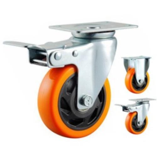 Jual Roda PU Polyurethane Plastic Core Hidup + Rem Size 4 Inch Wipro ...