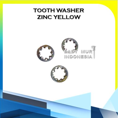 Jual TOOTHY WASHER INTERNAL GERIGI DALAM ZINC YELLOW M4 ISI 10PCS - Kab ...